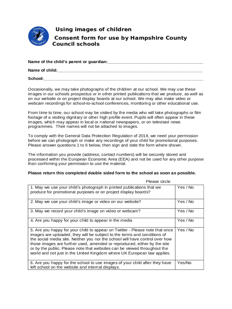 Consent for use by Hampshire County Council schools Doc Template ...