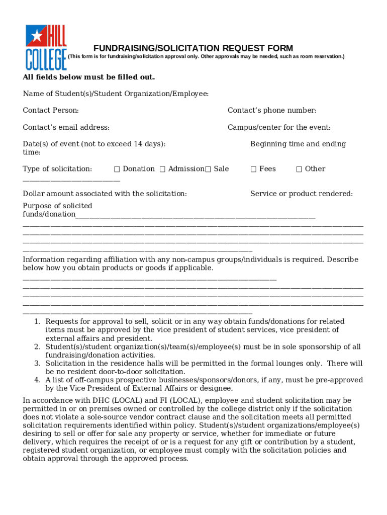 fundraising/solicitation request Doc Template | pdfFiller