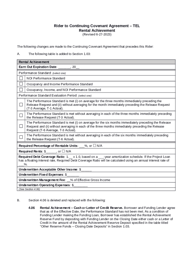 Continuing Covenant Agreement Definition Doc Template | pdfFiller
