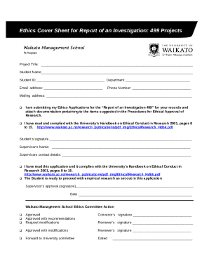 Ethics Cover Sheet for Report of an Investigation: 499 Projects Doc ...