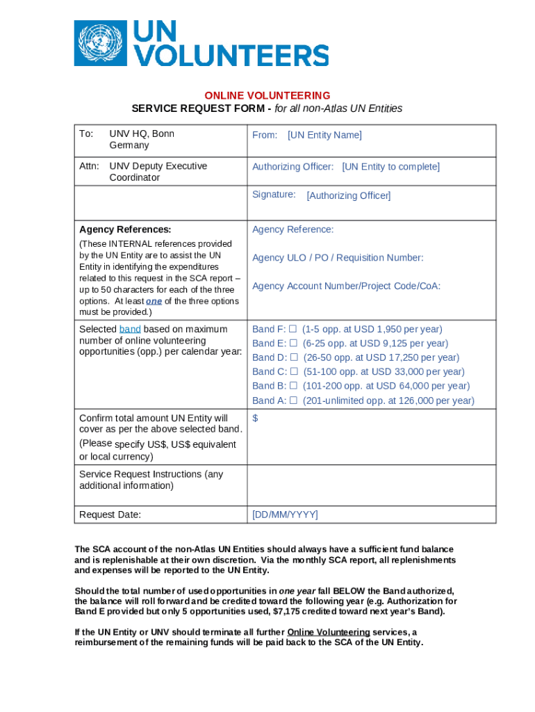 Agency Service Request for Online Volunteering service Doc Template | pdfFiller