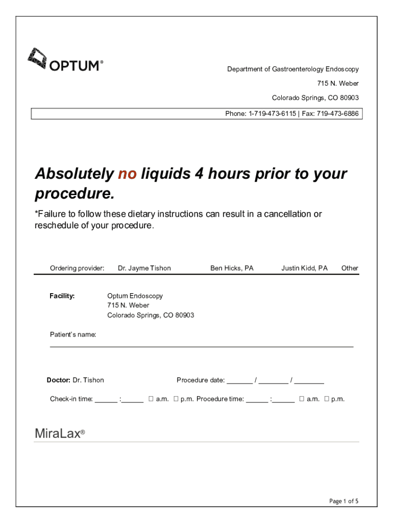 Fillable Online Department of Gastroenterology Endoscopy Fax Email ...