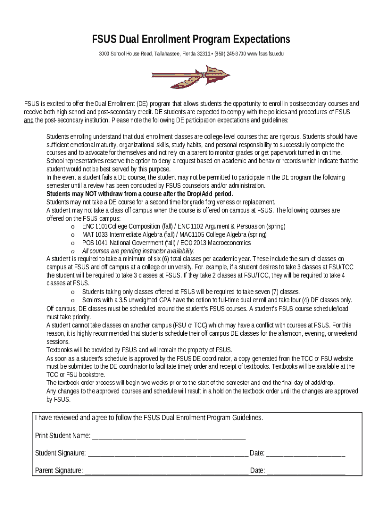 Dual Enrollment for High School Students - FSU Panama City Doc Template ...