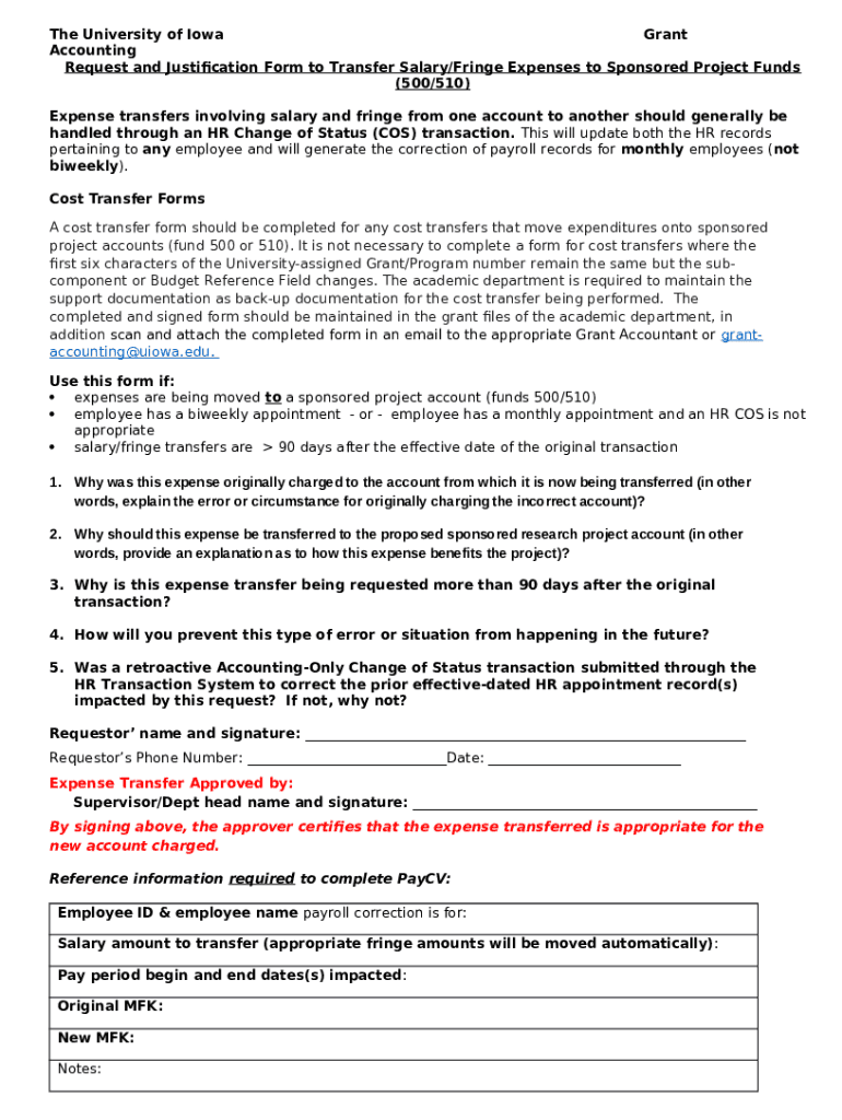 The University of Iowa Grant Accounting Request and ... - gao fo uiowa ...