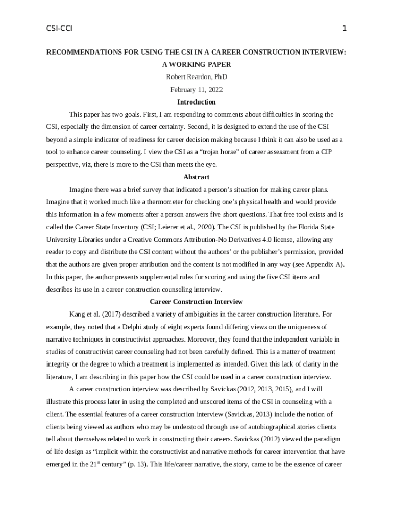 Using the Self-Directed Search in the Career Construction ... - career ...