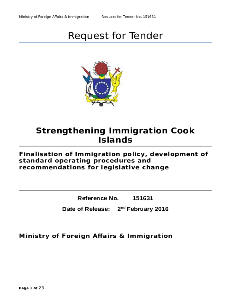 Request for tender Strengthening Immigration Cook Islands - procurement ...