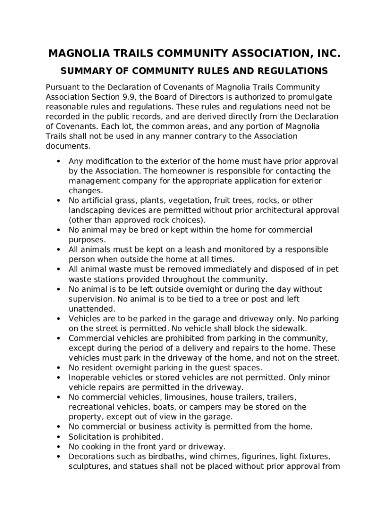 Community Handbook of Covenants and Guidelines Doc Template | pdfFiller