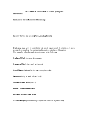 SUPERVISOR'S INTERNSHIP EVALUATION Doc Template | pdfFiller