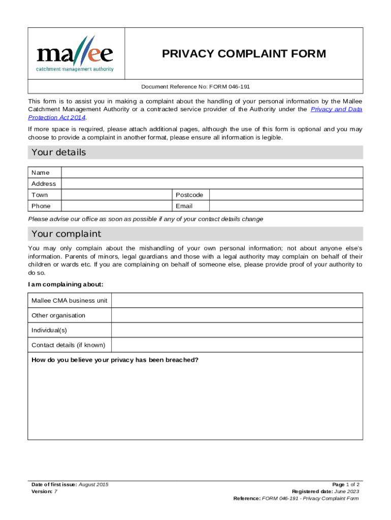 Complaint - California Privacy Protection Agency (CPPA) Doc Template ...