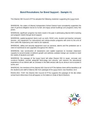 Bond Resolution Sample Clauses Doc Template | pdfFiller