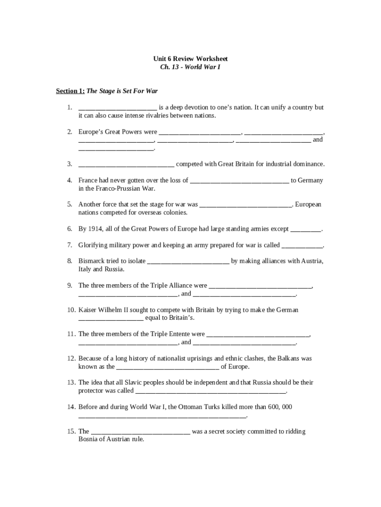 Unit 6 Review Worksheet Doc Template | pdfFiller