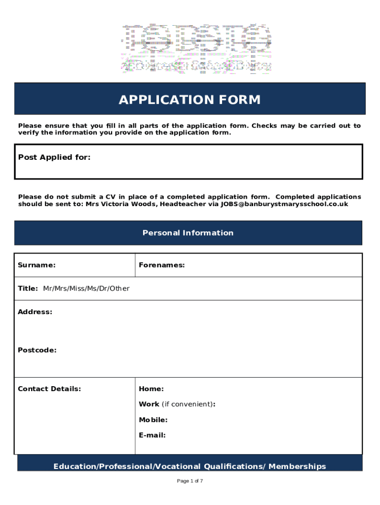 application - st marys primary school Doc Template | pdfFiller