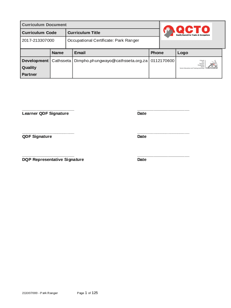 Final Draft Ranger Curriculum - cathsseta org Doc Template | pdfFiller