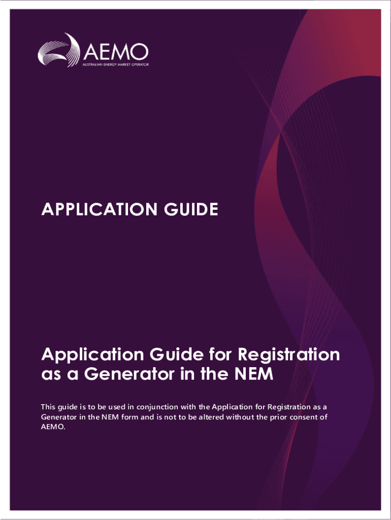 Fillable Online Application Guide for Registration as a Generator in ...