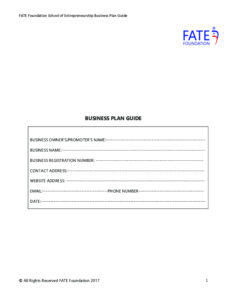Fillable Online Business plan template for entrepreneurs Fax Email ...