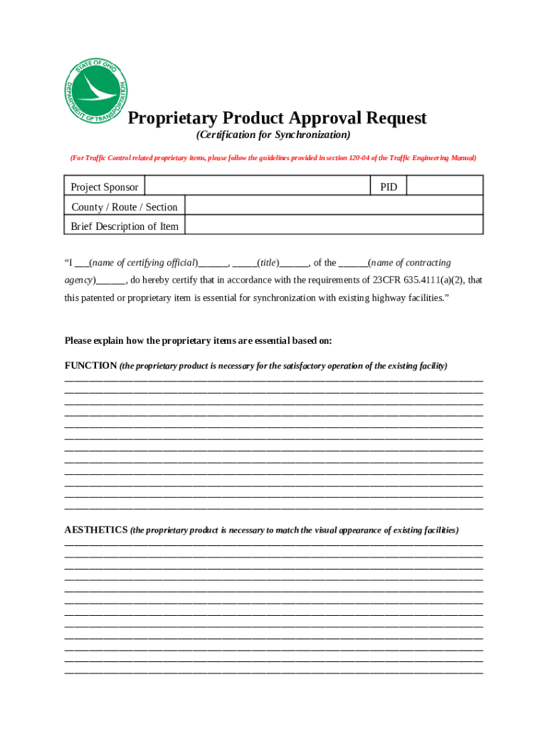 Proprietary Waiver Request (Synch) Doc Template | pdfFiller