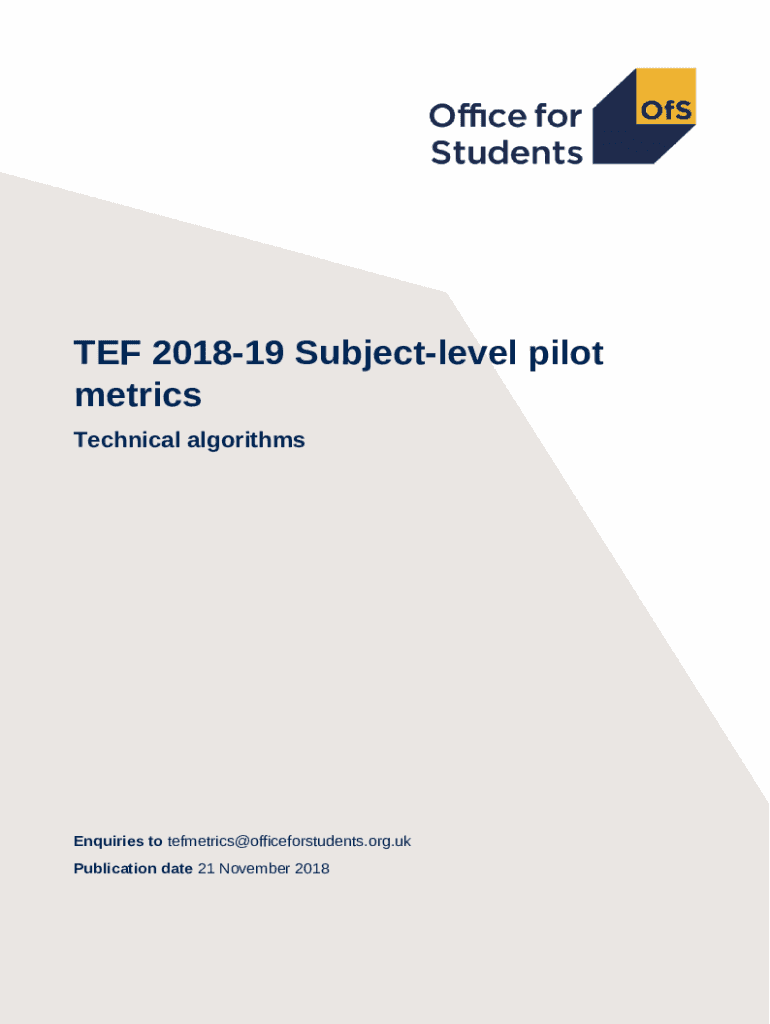 Subject-level pilots - History of the TEF - Office for Students Doc Template | pdfFiller