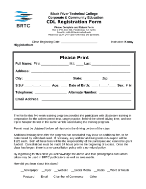 CDL Registration Doc Template | pdfFiller