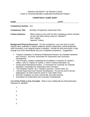 COMPETENCY GUIDE SHEET(1st draft) Doc Template | pdfFiller