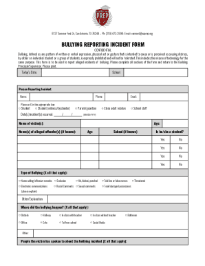 Fillable Online Anti-Bullying Information and Report Form Fax Email ...
