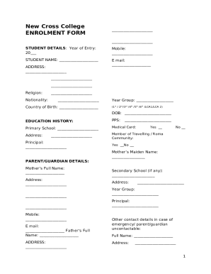 New Cross College ENROLMENT Doc Template | pdfFiller