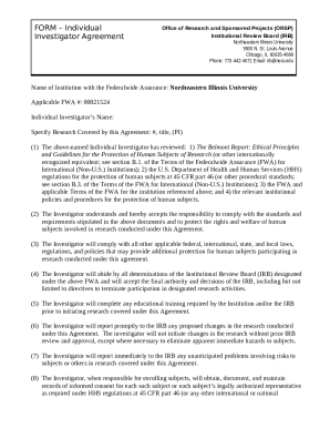 IRB Authorization Agreement .docx Doc Template | pdfFiller
