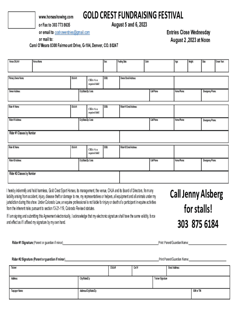 Fillable Online CHJA - The results from the Gold Crest Fundraising ...