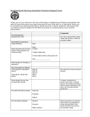 Neighborhood Planning Assembly Presenter Request Doc Template | pdfFiller