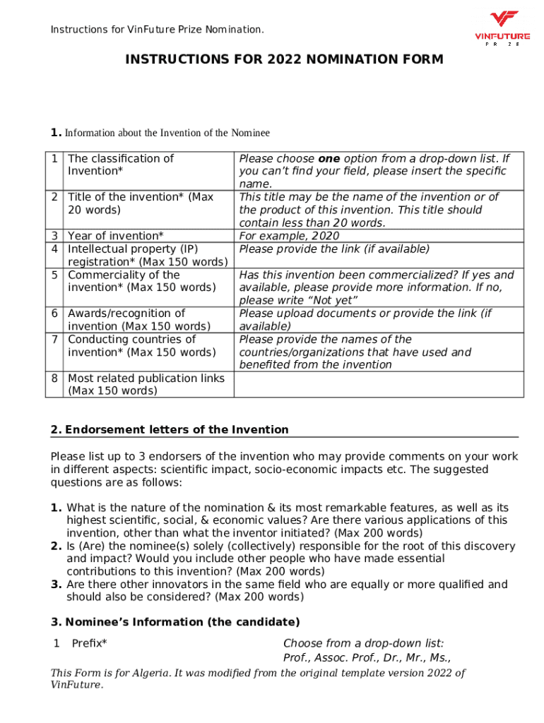 Nomination Process - NAI Doc Template | pdfFiller
