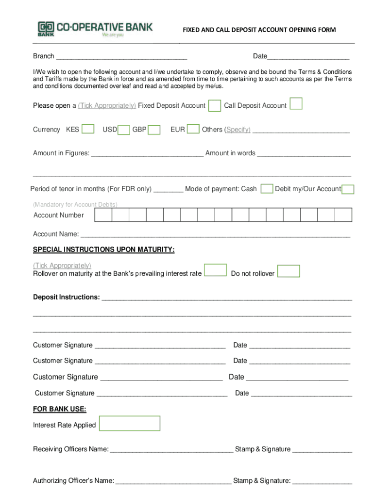 Fillable Online Fixed Deposit Opening/Renewal Form Fax Email Print ...