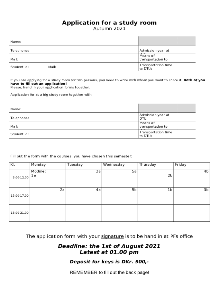 Application and deadlines for exchange students at DTU Doc Template ...