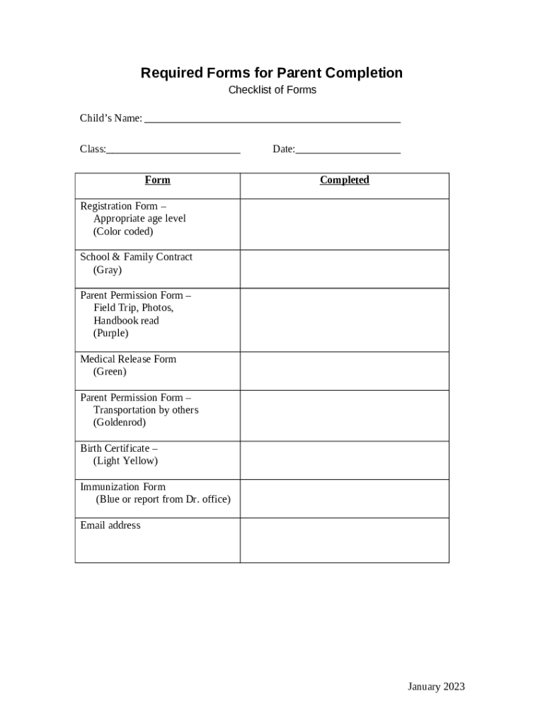 Early Years Orientation Checklist and Initial Intake Doc Template ...