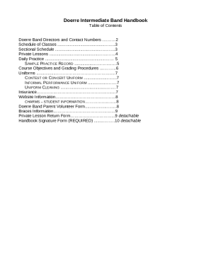 Doerre Intermediate Band Handbook Doc Template | pdfFiller
