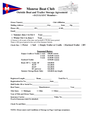 Fillable Online Outside Boat and Trailer Storage Agreement Fax Email ...