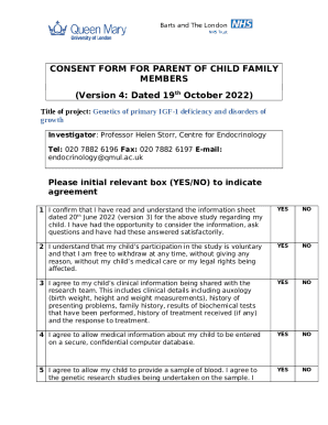 Parent of child family member consent PDF 46KB Doc Template | pdfFiller