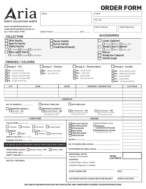 Fillable Online Aria Order Form CANADA REVISED no boxes Fax Email Print ...