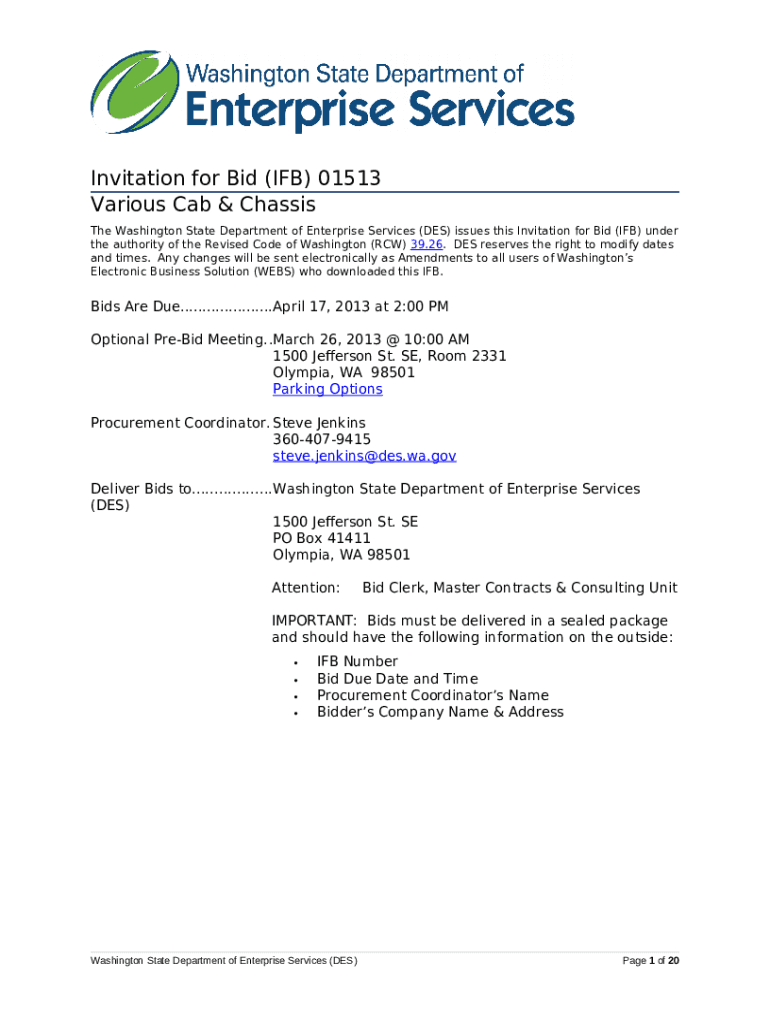 INVITATION FOR BIDS (IFB) (DOMESTIC ... Doc Template | pdfFiller