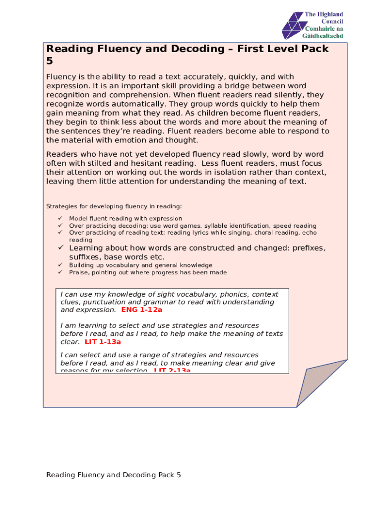 FluencyThe bridge between phonics and comprehension Doc Template ...
