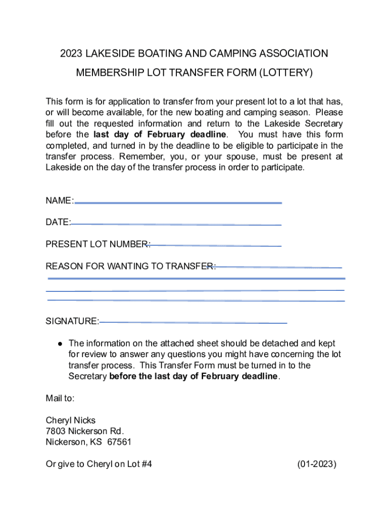Fillable Online 2023 Lottery Transfer Form and Info Sheet.docx Fax Email Print - pdfFiller