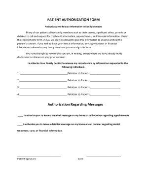 Fillable Online patient authorization form - Your Family Dentist Fax ...
