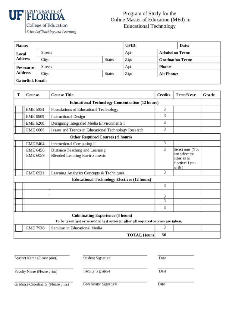 Admission Ination for Master's Degrees (M.Ed. or M.A.E.) - education ufl Doc Template | pdfFiller
