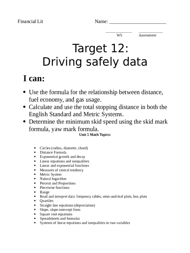 Gasoline's New Math: Student Worksheet Doc Template | pdfFiller