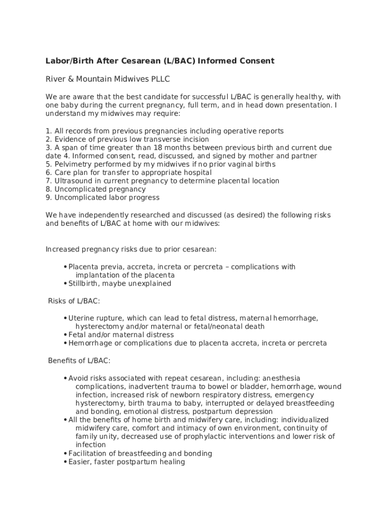 Labor/Birth After Cesarean (L/BAC) Ined Consent River ... Doc Template ...