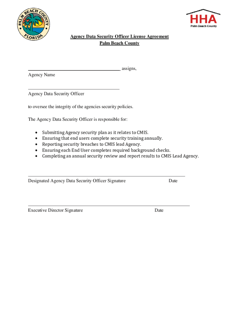 Fillable Online Agency Data Security Officer License Agreement Fax ...