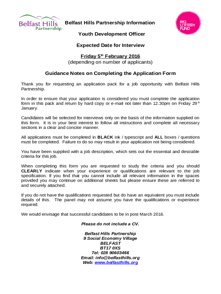 depending on number of applicants - Belfast Hills Partnership Doc Template | pdfFiller