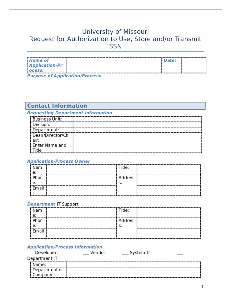Approvals for Authorization to use SSN - it mst Doc Template | pdfFiller