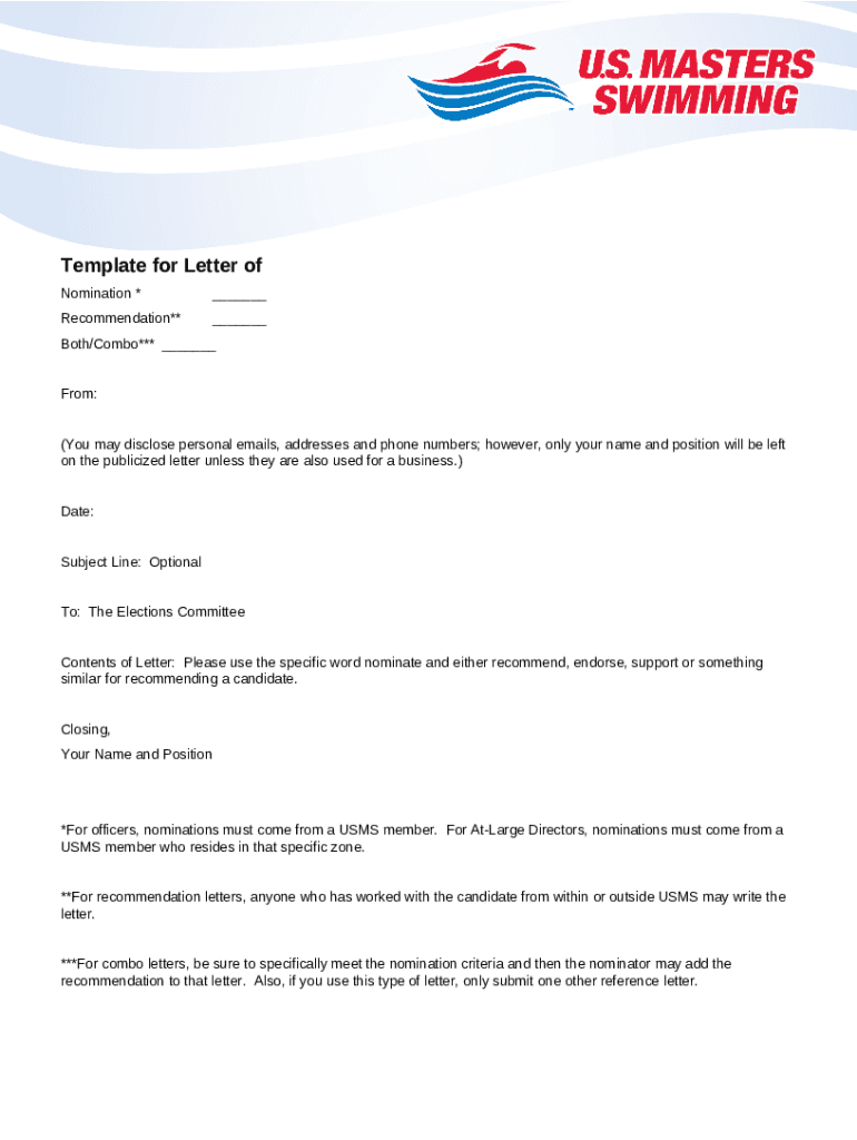 How to Write a Nomination or Reference Letter Doc Template | pdfFiller
