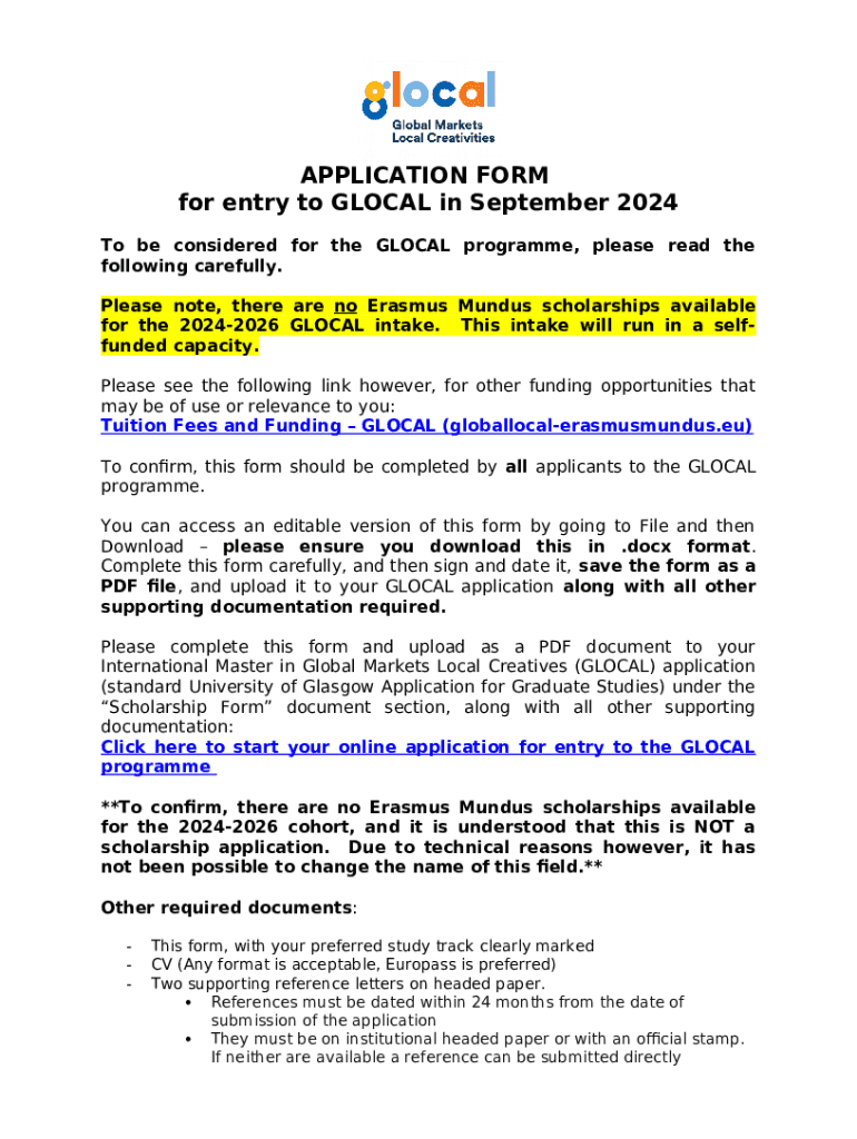 GLOCAL-APPLICATION--2024-2026- ... Doc Template | pdfFiller