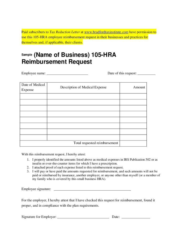 Fillable Online Tax Reduction Letter - Section 105 medical plan Fax ...
