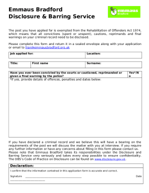 Emmaus Bradford Disclosure & Barring Service - emmaus org Doc Template ...